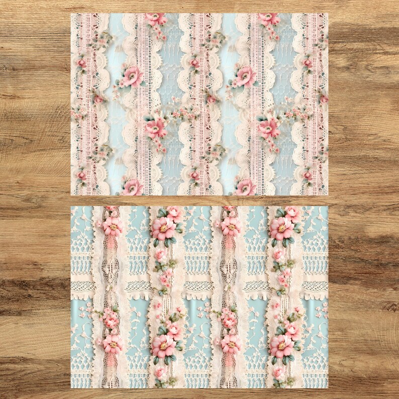 A4 Vintage Lace Digital Paper Printable, Whimsy Blossom Floral, Lace ...