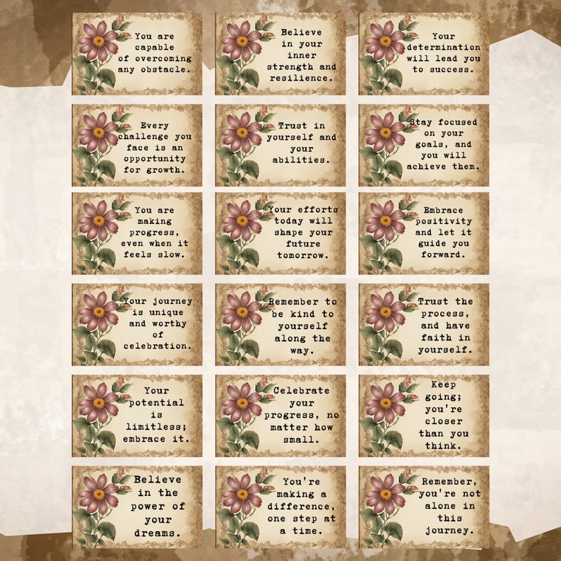 Printable Encouragement Sentiments, Vintage Junk Journal Ephemera ...
