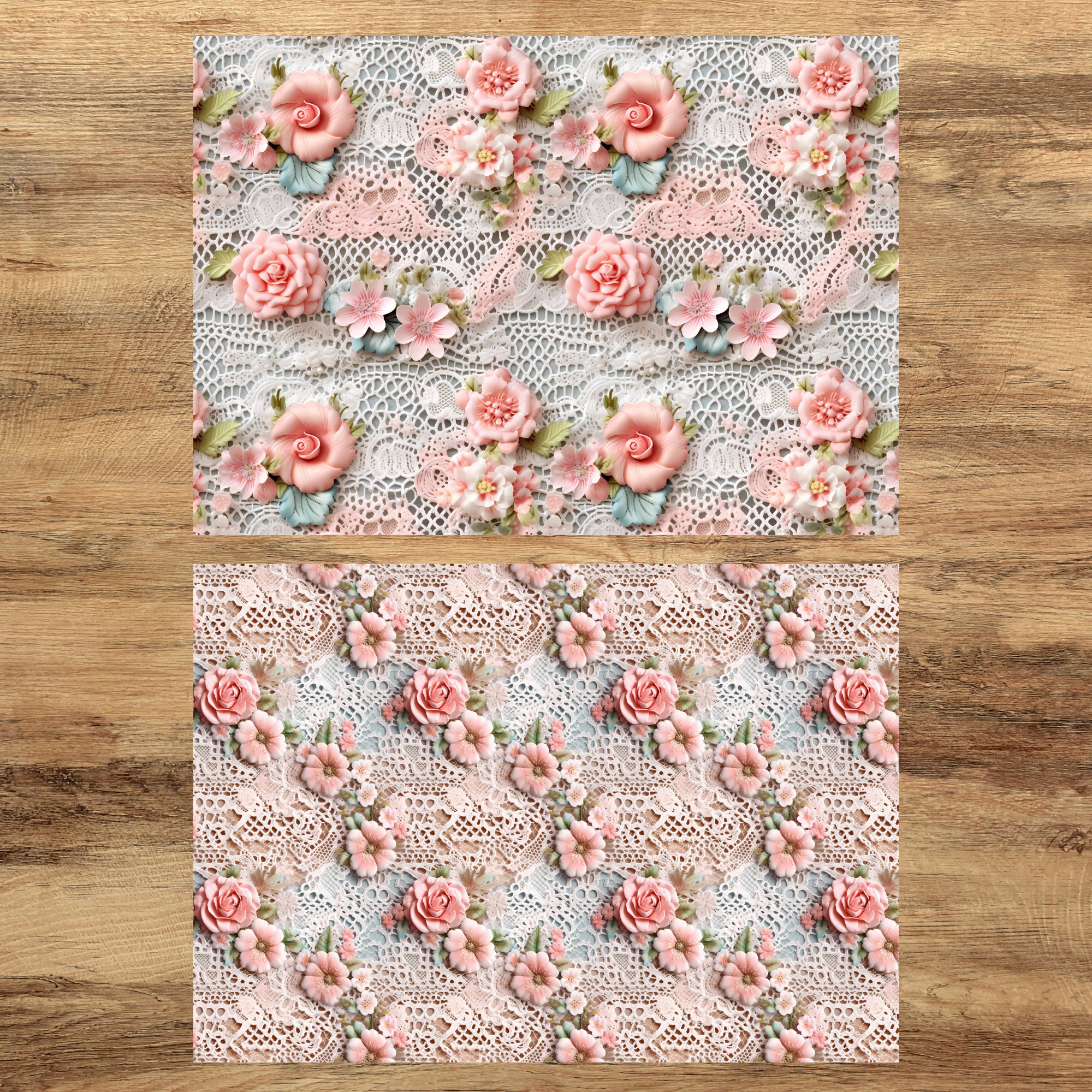 A4 Vintage Lace Digital Paper Printable, Rose Whimsy Floral, Lace ...