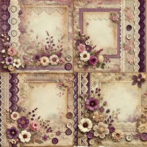 12x12 Vintage Lace Digital Paper Printable, Plum Purple Elegance, Lace ...