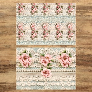 A4 Vintage Lace Digital Paper Printable, Romantic Blossom Flower, Lace ...