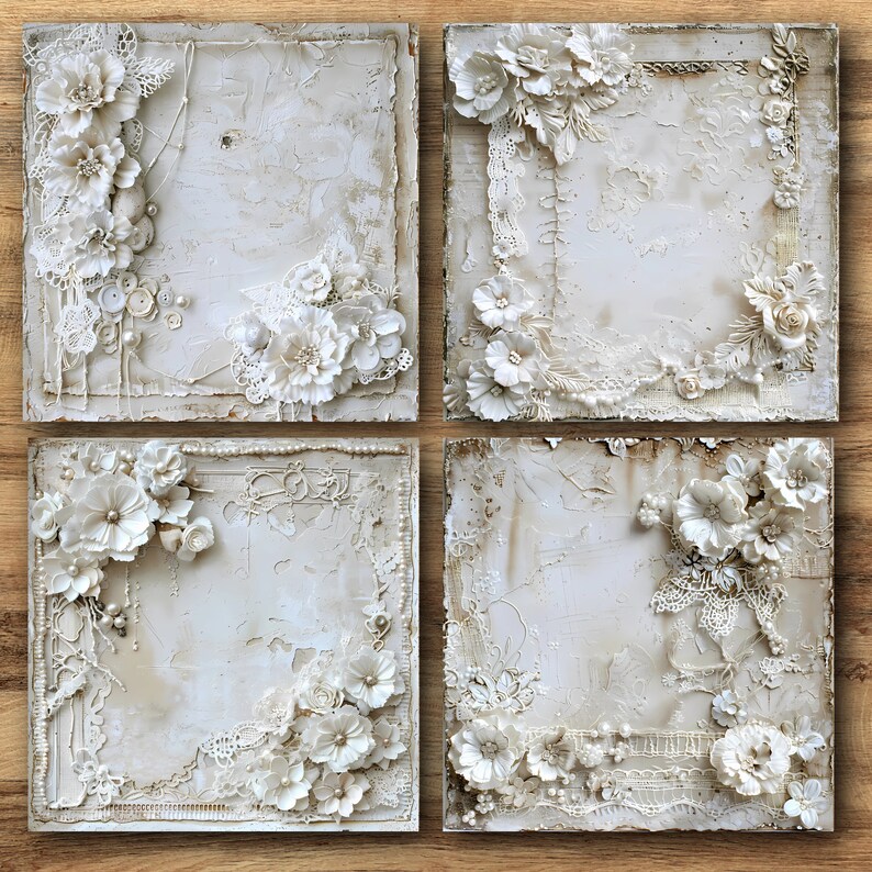 Vintage Lace Digital Paper Printable, Charming White, Flower Lace ...