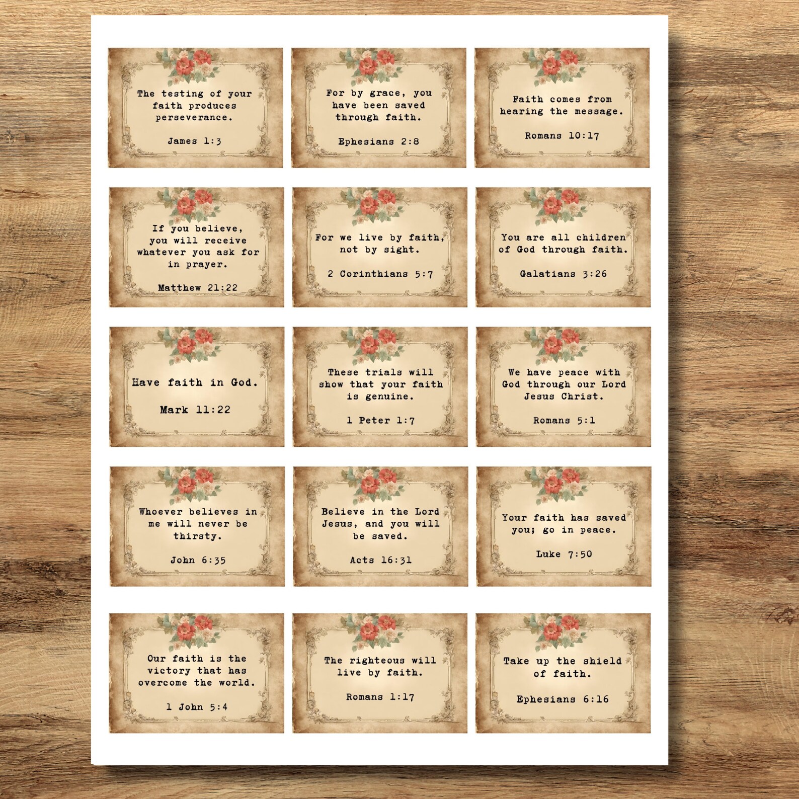 Printable Faith Bible Verse Junk Journal, Bible Verse Label, Bible Word ...