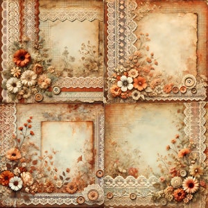 12x12" Vintage Lace Digital Paper Printable, Autumnal Nostalgia, Lace ...