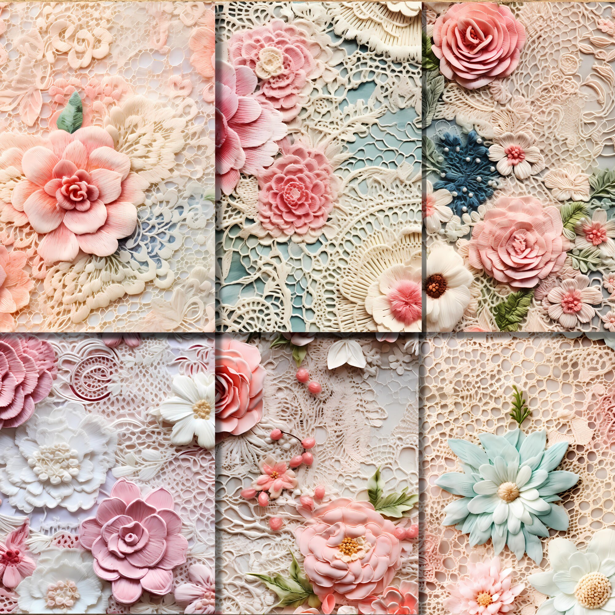 Vintage Lace Digital Paper Printable, Sweet Florals, Victorian, Lace ...