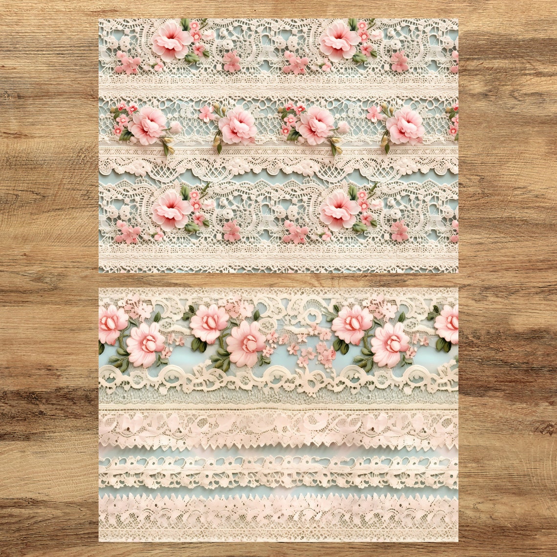 A4 Vintage Lace Digital Paper Printable, Romantic Blossom Flower, Lace ...