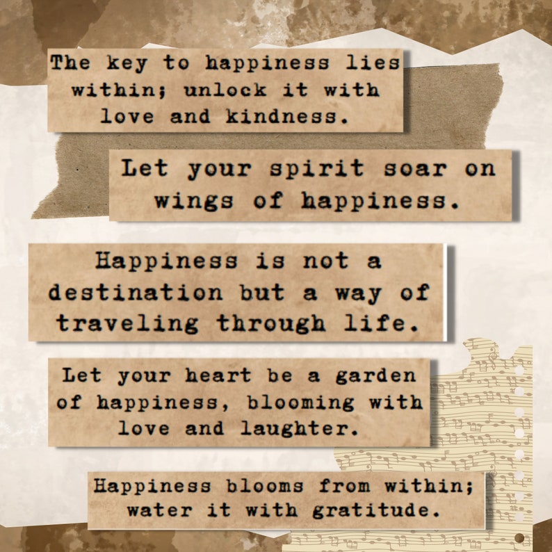 Printable Happy Quotes for Junk Journal, Happiness, Junk Journal Words ...
