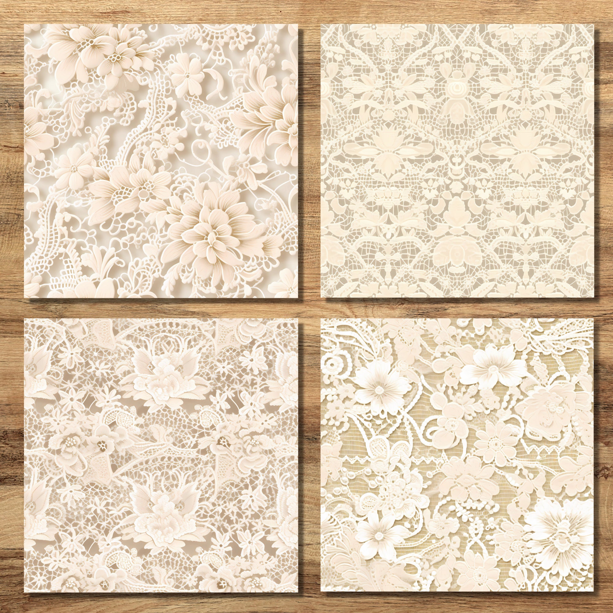 Vintage Lace Digital Paper: White Beige Victorian Scrapbook (digital ...