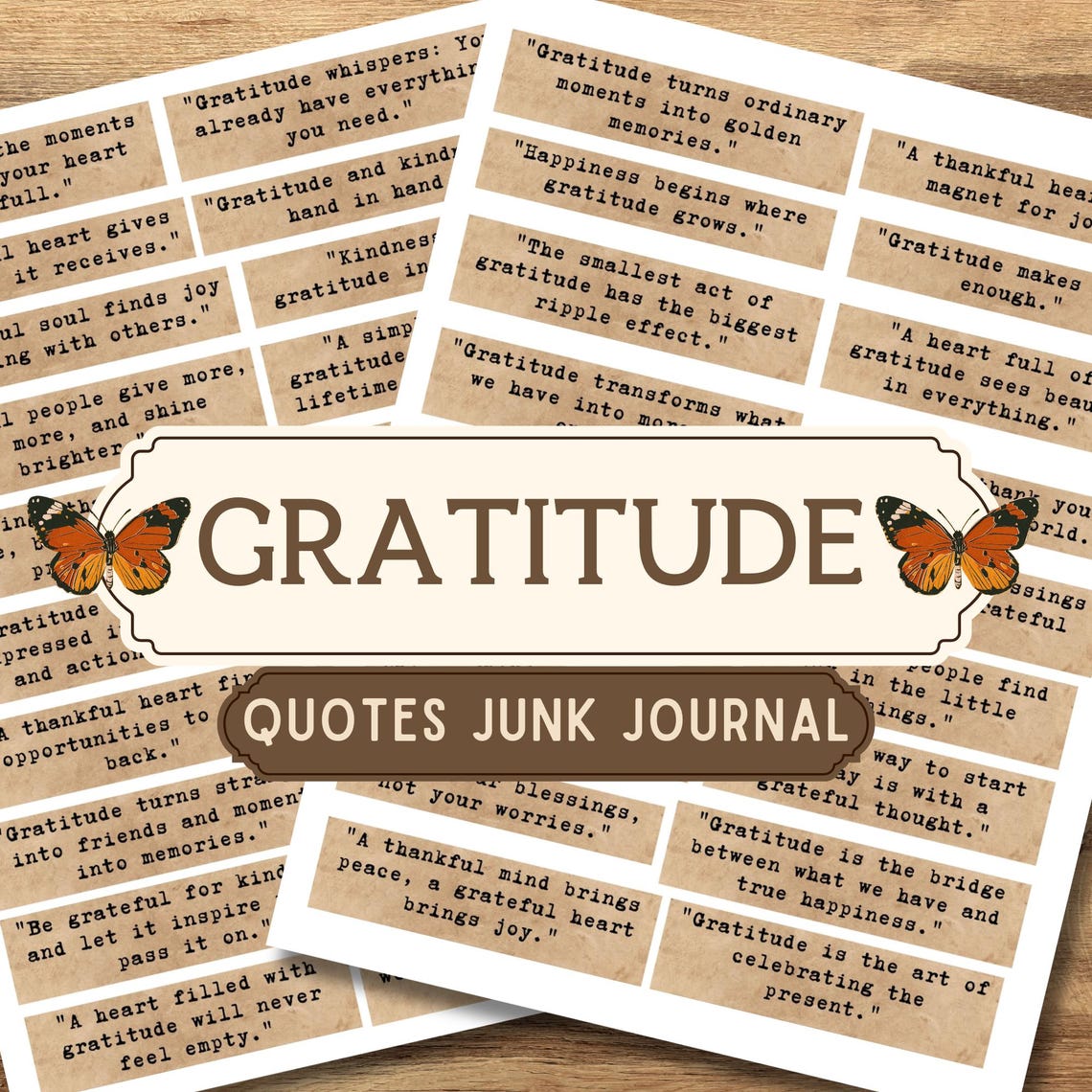 Printable Gratitude Quotes, Vintage Junk Journal Ephemera, Thankful ...