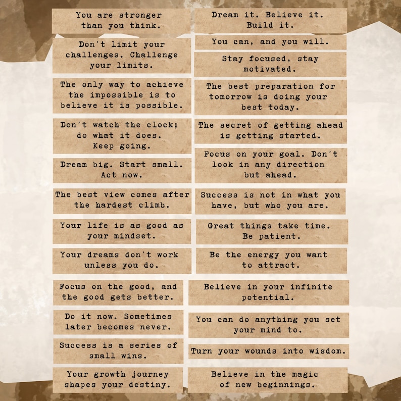 Printable Motivational Quotes for Junk Journal, Junk Journal Words ...