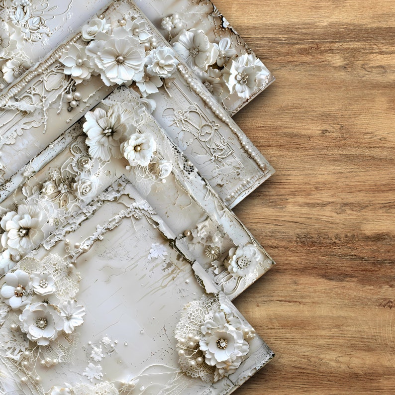 Vintage Lace Digital Paper Printable, Charming White, Flower Lace ...