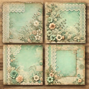 12x12" Vintage Lace Digital Paper Printable, Mint Memories, Lace ...