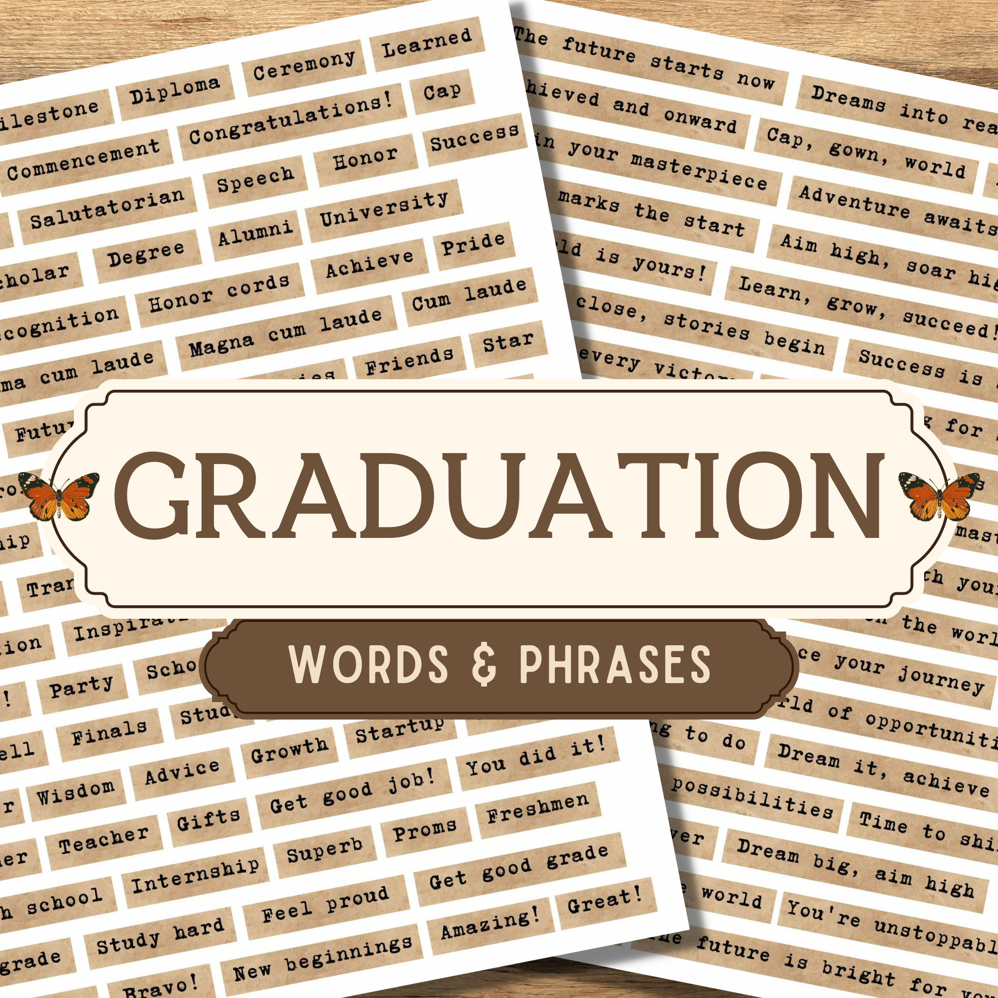 Graduation Saying Ephemera, Printable Graduation Theme Words, Graduate ...