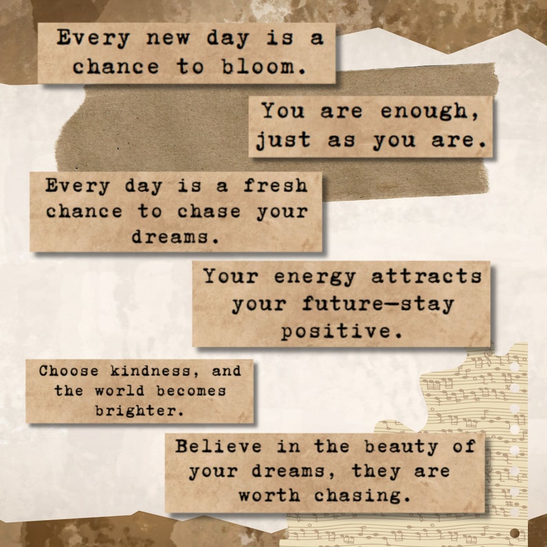 Printable Positive Quotes: Vintage Junk Journal Ephemera (digital ...
