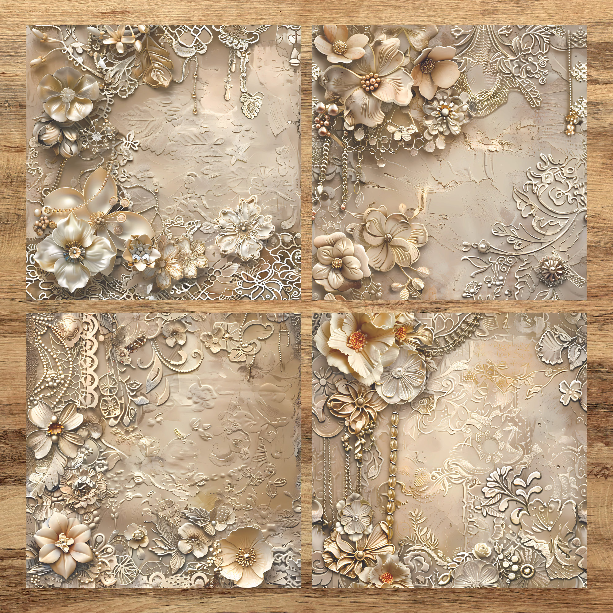 Vintage Lace Digital Paper Printable, Ivory Gold, Victorian, Lace ...