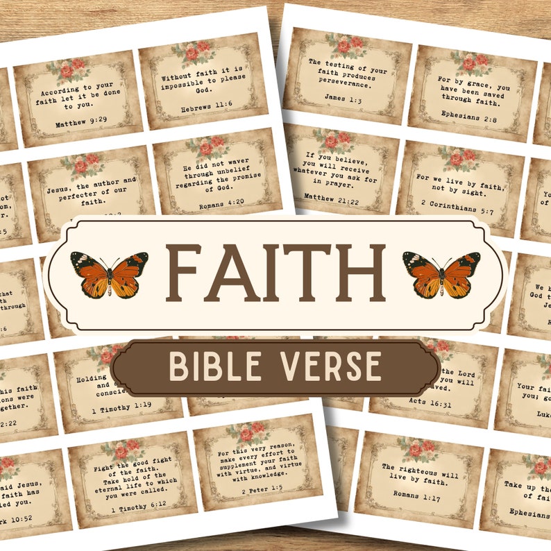 Printable Faith Bible Verse Junk Journal, Bible Verse Label, Bible Word ...