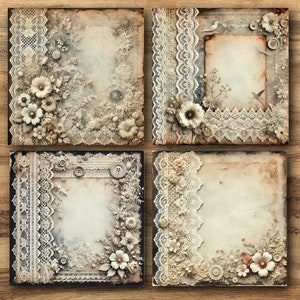 12x12" Vintage Lace Digital Paper Printable, Ghostly White, Lace ...