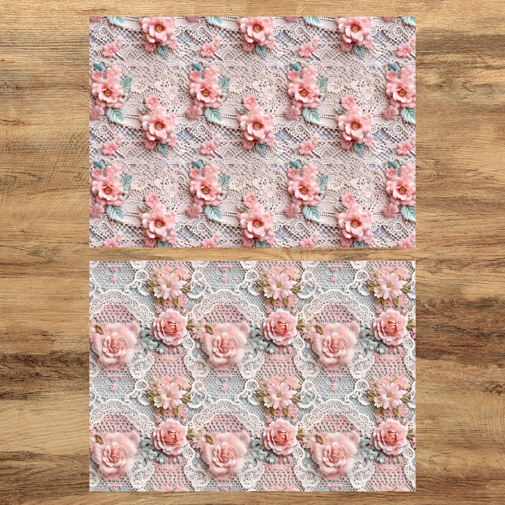 A4 Vintage Lace Digital Paper Printable, Rose Whimsy Floral, Lace ...