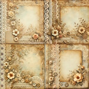 12x12" Vintage Lace Digital Paper Printable, Golden Nostalgia, Lace ...