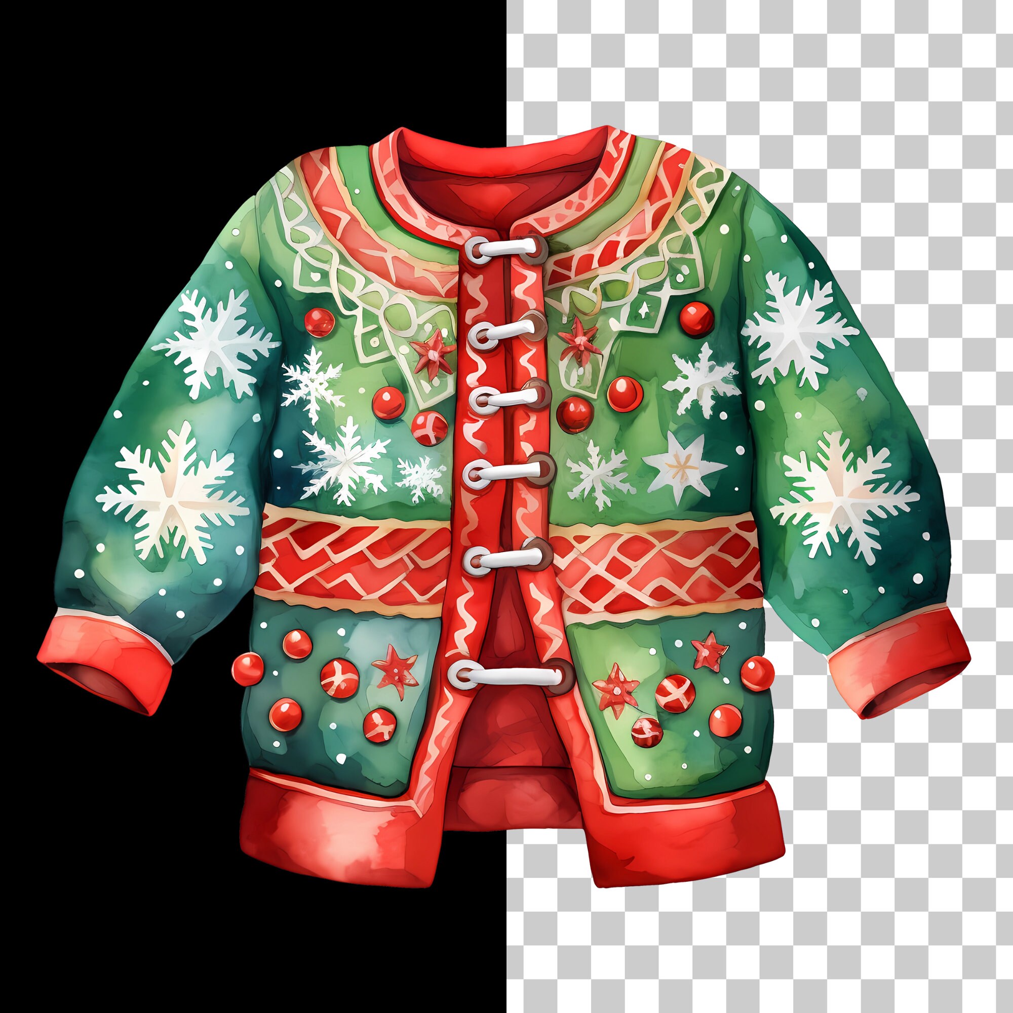 10 PNG Watercolor Christmas Sweater Clipart Bundle - Ugly Xmas Sweater ...
