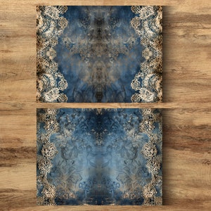 8.5x11" Vintage Lace Digital Paper Printable, Midnight Blue Floral ...