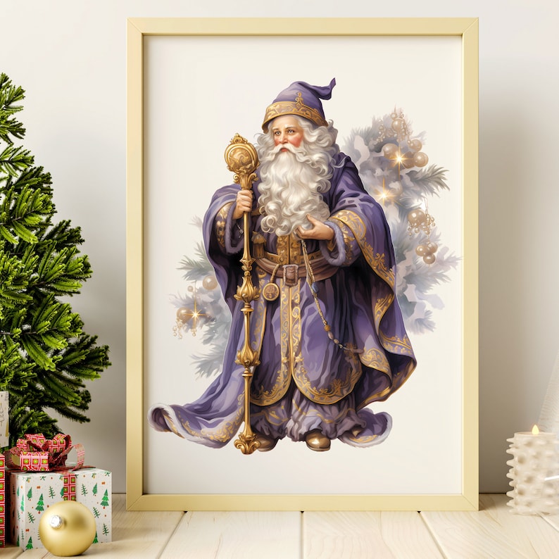 20 Purple Christmas Clipart Bundle PNG, Santa, Angels, Vintage Retro ...
