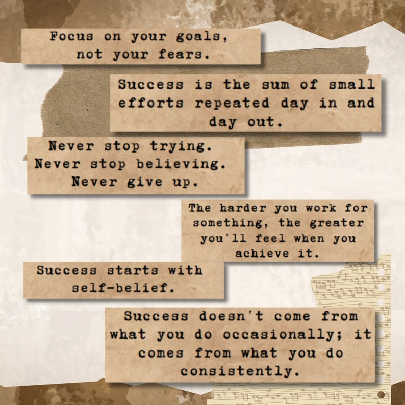 Printable Motivational Quotes: Junk Journal Ephemera (digital Download ...