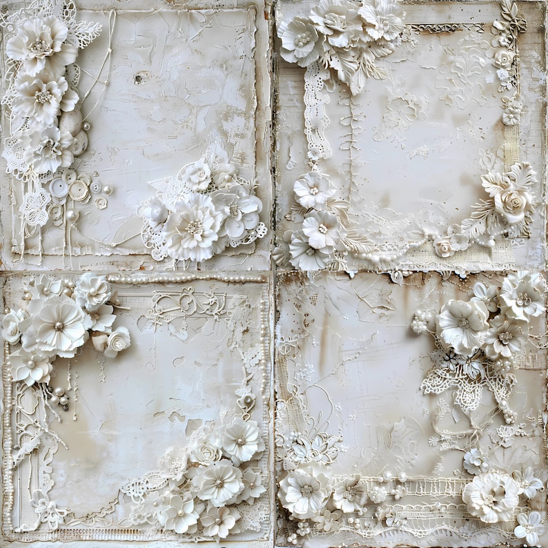 Vintage Lace Digital Paper Printable, Charming White, Flower Lace ...