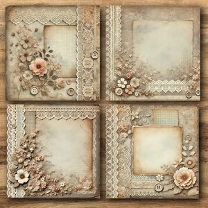12x12" Vintage Lace Digital Paper Printable, Timeless Taupe, Lace ...