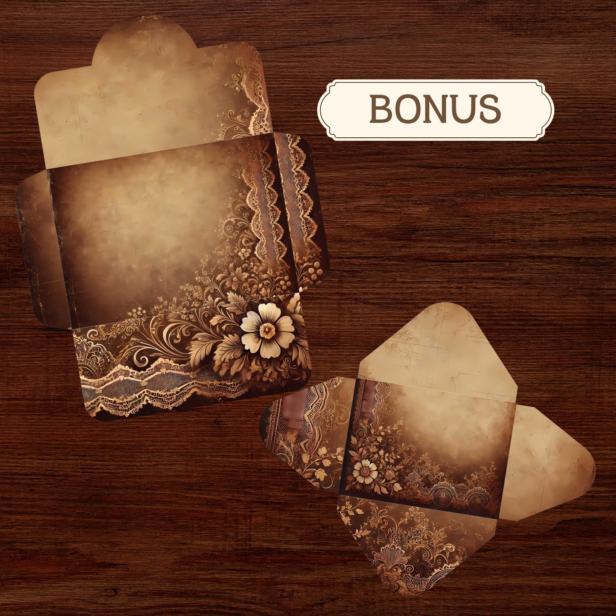 12x12" Vintage Lace Digital Scrapbook Paper, Vintage Espresso ...