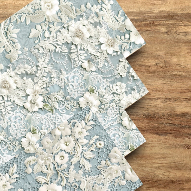 Vintage Lace Digital Paper: Ivory Floral Scrapbook Kit (digital ...