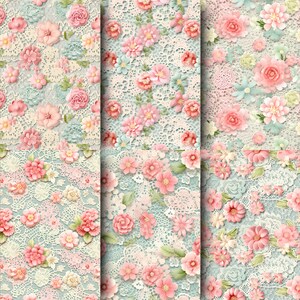 A4 Vintage Lace Digital Paper Printable, Charming Pastel Bloom, Lace ...