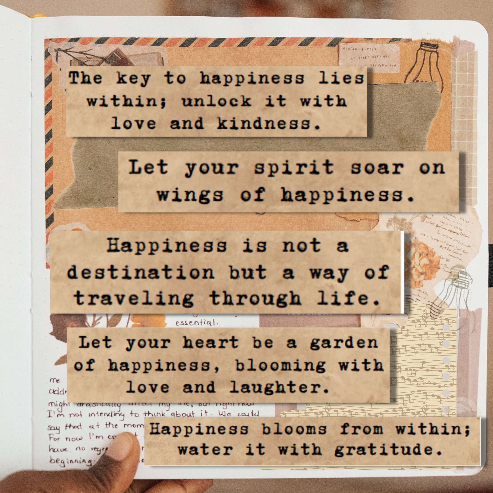 Printable Happy Quotes for Junk Journal, Happiness, Junk Journal Words ...