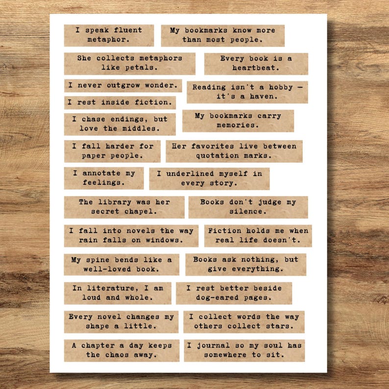 Book Lover Quotes: Junk Journal Ephemera (digital Download) - Etsy