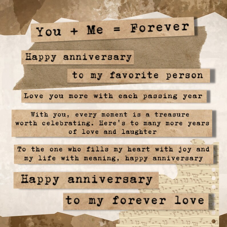 Anniversary Sentiments: Printable Love Quotes for Junk Journals ...