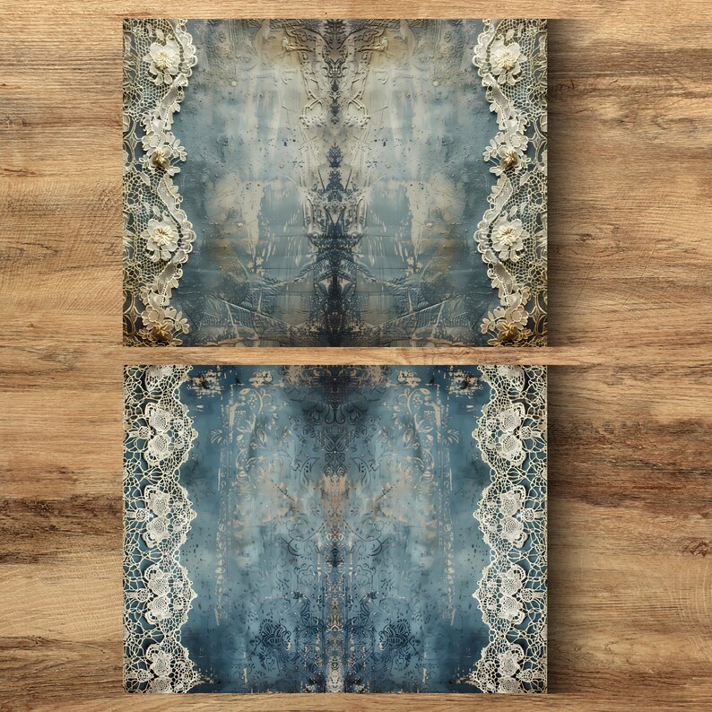 8.5x11" Vintage Lace Digital Paper Printable, Blue Whisper Floral, Lace ...