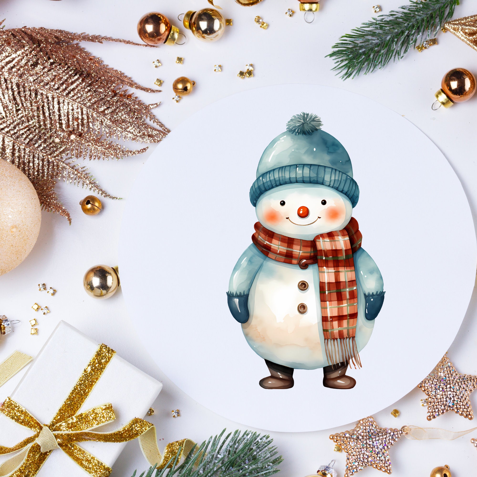 Watercolor Snowman Clipart: Christmas Winter PNG Bundle (digital ...