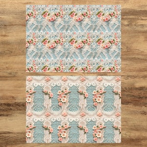 A4 Vintage Lace Digital Paper Printable, Delicate Garden Floral, Lace ...