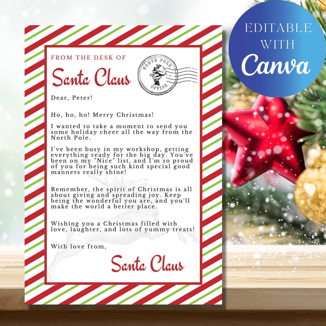 Personalized Santa Letters From the North Pole - Editable Canva ...