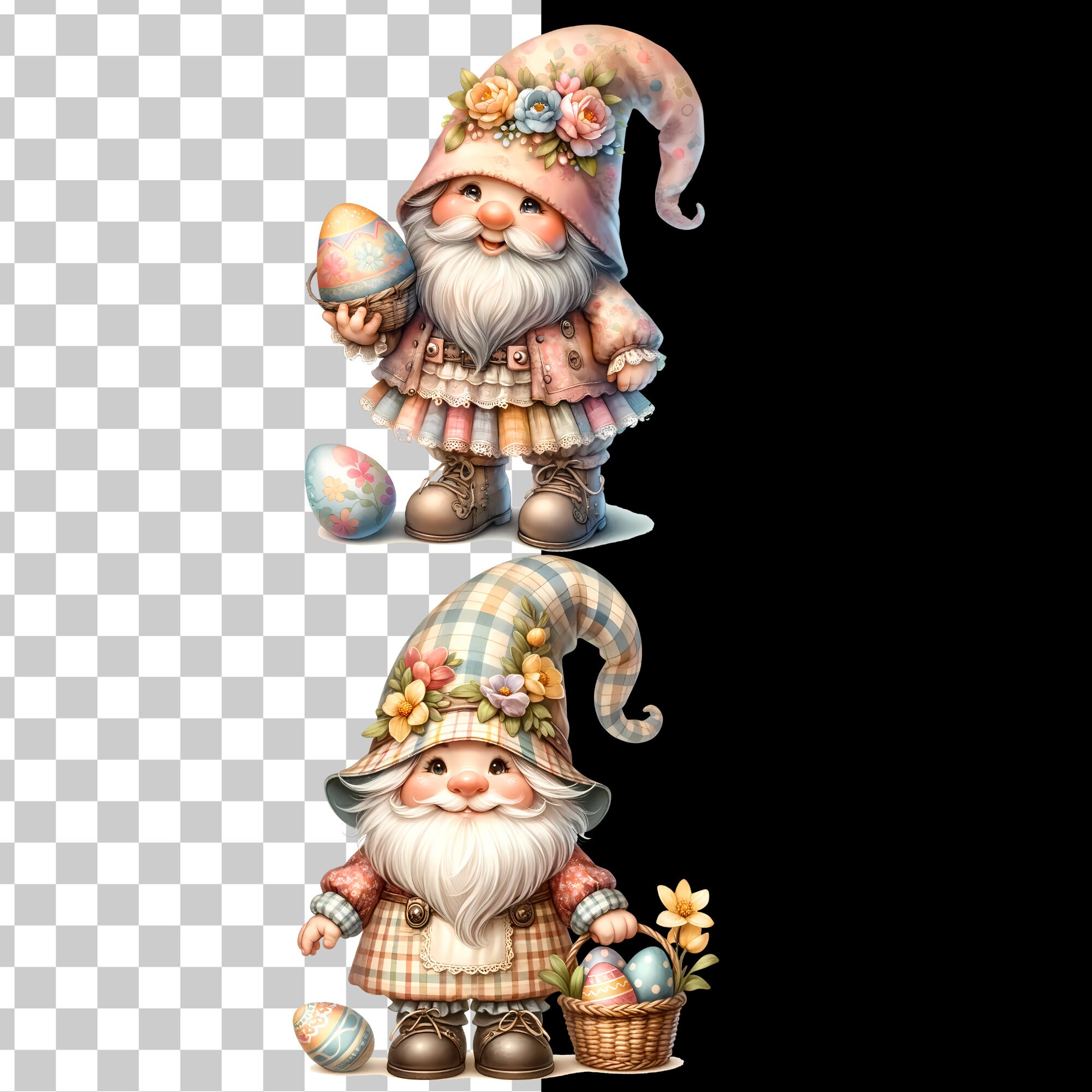 Cute Easter Gnome Clipart, PNG Bundle, Vintage, Easter Eggs, Spring ...