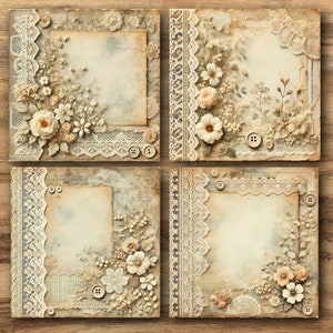 12x12" Vintage Lace Digital Paper Printable, Ivory Memories, Lace ...