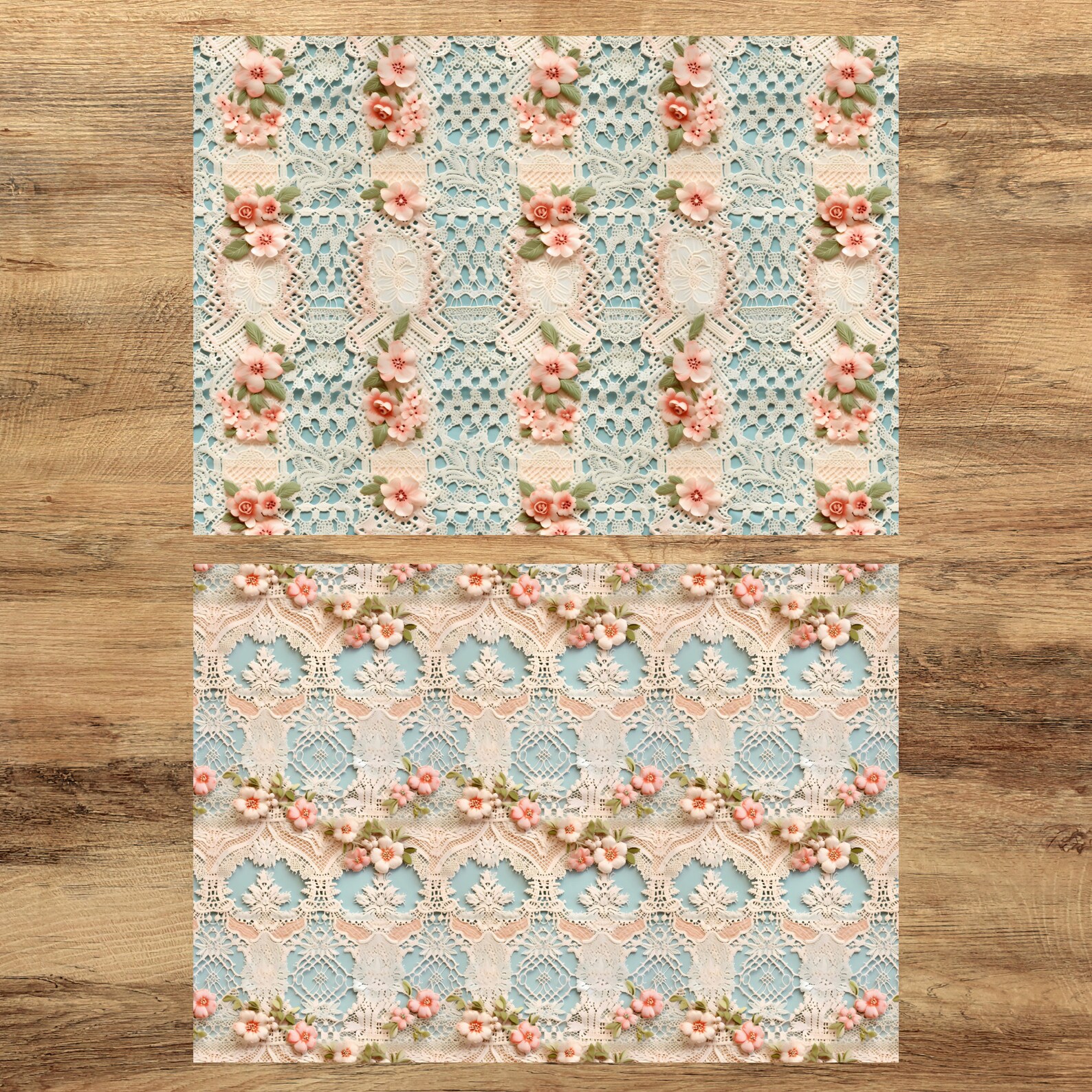 A4 Vintage Lace Digital Paper Printable, Delicate Garden Floral, Lace ...