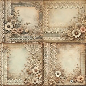 12x12" Vintage Lace Digital Paper Printable, Timeless Taupe, Lace ...