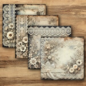 12x12" Vintage Lace Digital Paper Printable, Ghostly White, Lace ...