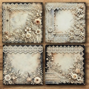 12x12" Vintage Lace Digital Paper Printable, Ghostly White, Lace ...