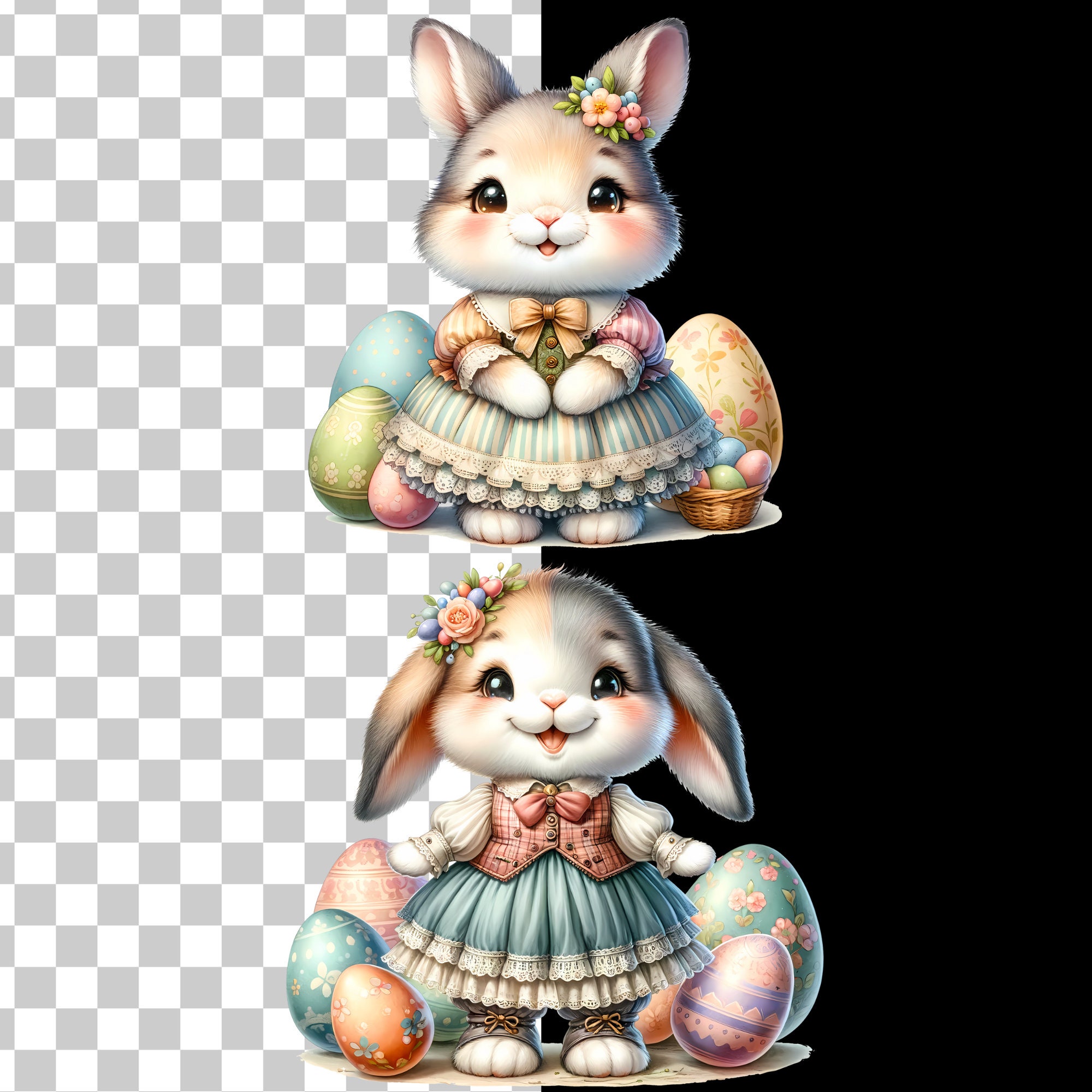 Easter Bunny Clipart PNG Transparent, Vintage, Easter Eggs, Spring ...