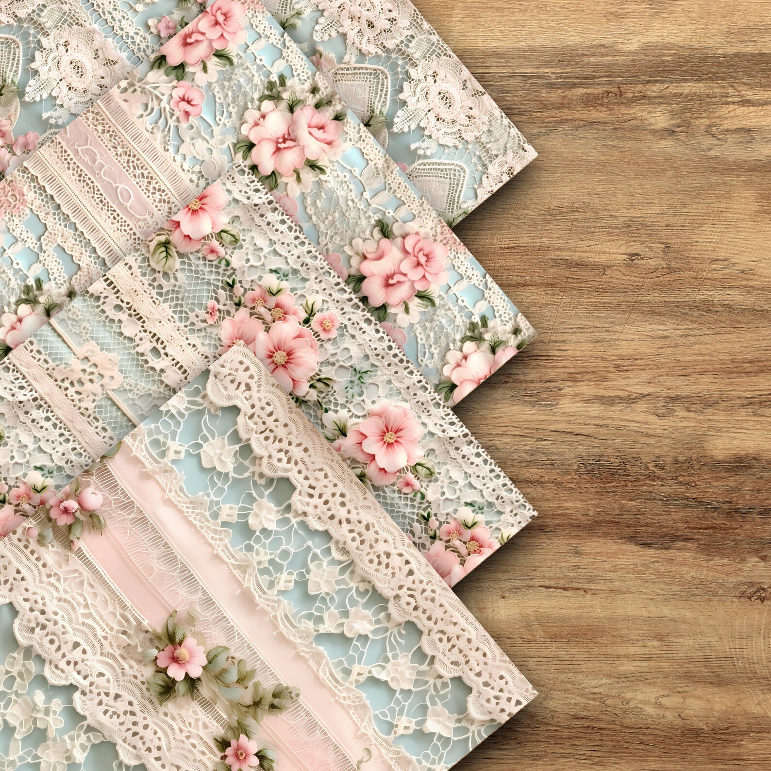 A4 Vintage Lace Digital Paper Printable, Romantic Blossom Flower, Lace ...
