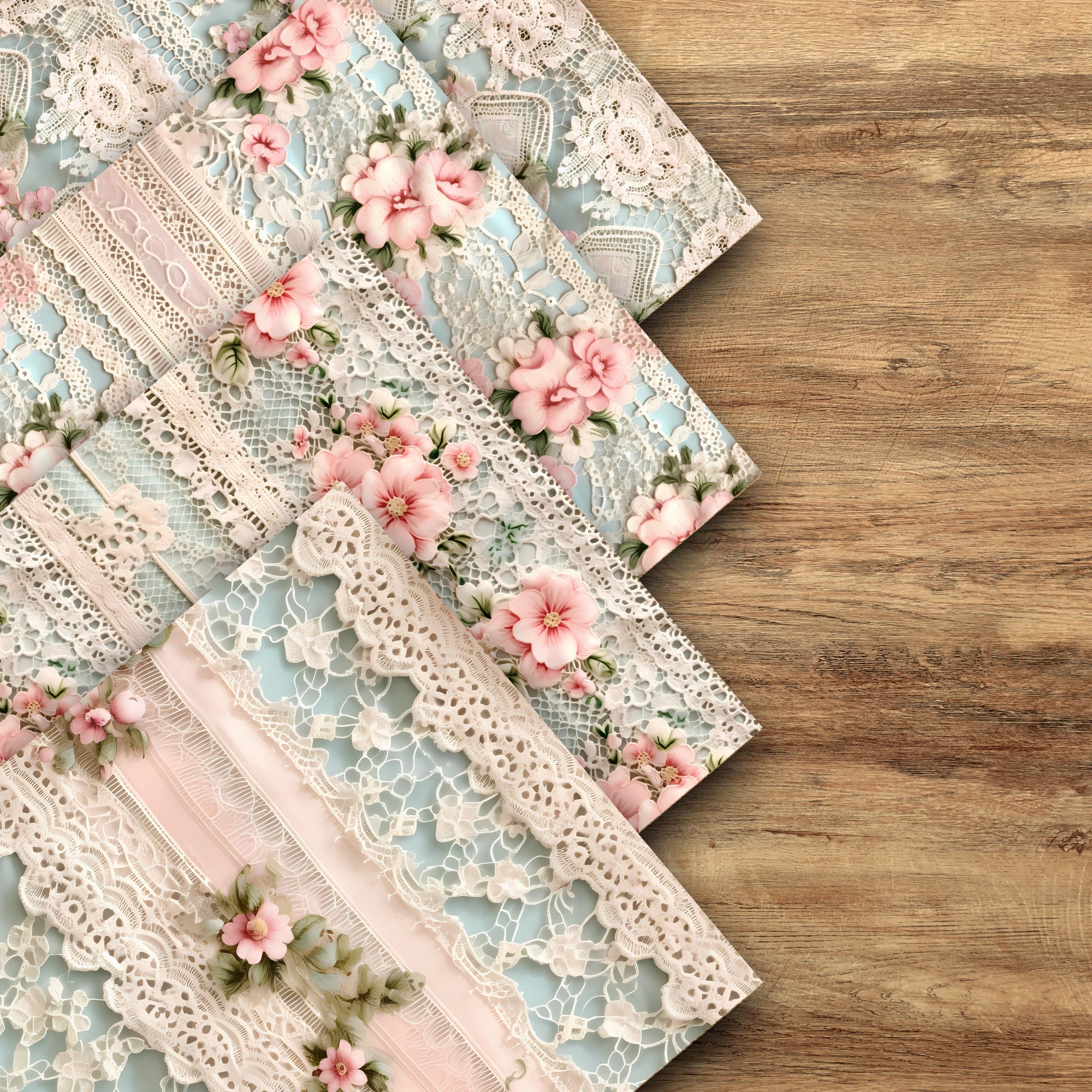 A4 Vintage Lace Digital Paper Printable, Romantic Blossom Flower, Lace ...