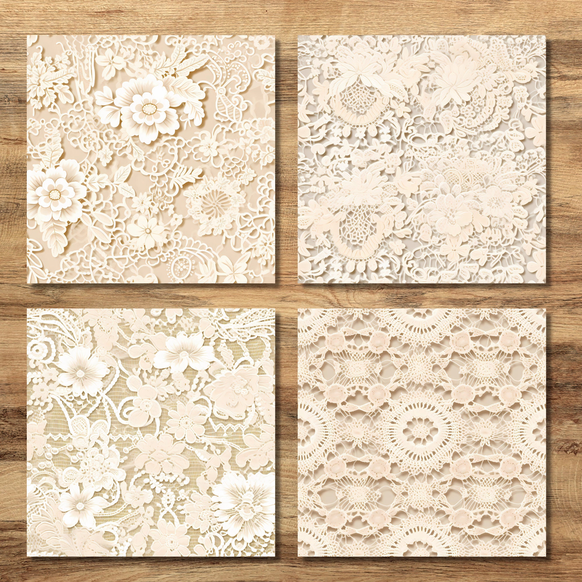 Vintage Lace Digital Paper: White Beige Victorian Scrapbook (digital ...