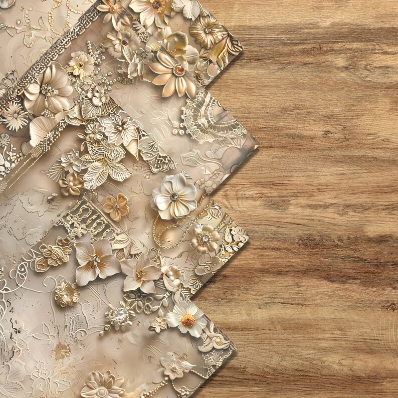 Vintage Lace Digital Paper Printable, Ivory Gold, Victorian, Lace ...